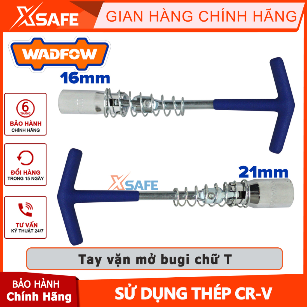 Tay Vặn Mở Bugi Chữ T Wadfow Kích Thước 16 21mm Chất Liệu Thép Carbon Tay Cầm Chữ T Bọc Nhựa