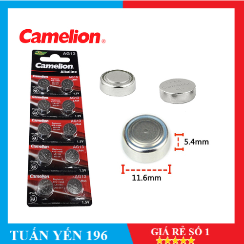 Vỉ 10 viên Pin nút AG13 / LR44 Camelion Alkaline 1.5 V (mẫu mới ...