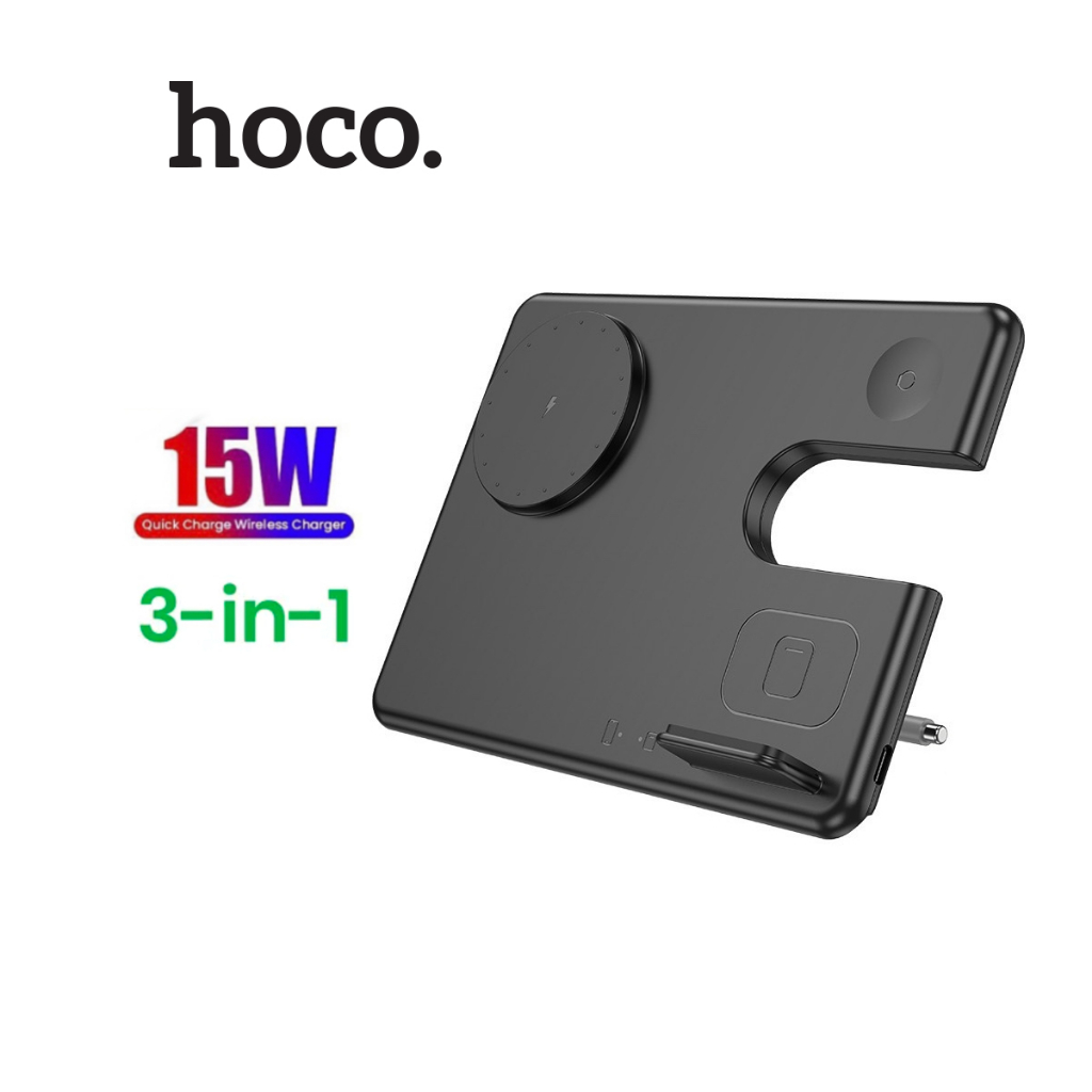 Đế Sạc Nhanh Không Dây PD15W 3in1 HOCO CQ1 chip sạc thông minh, hỗ trợ sạc cho các thiết bị ...