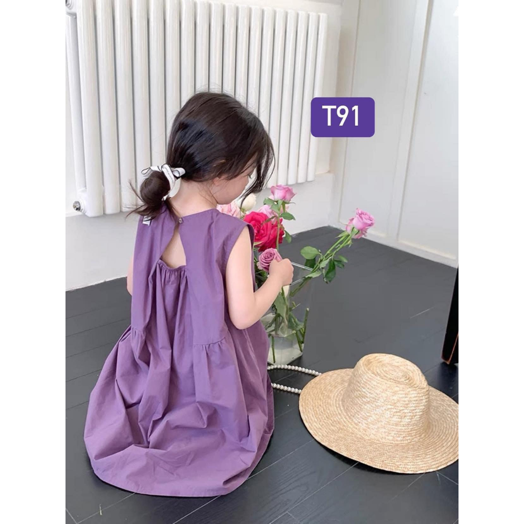 T91 Váy cho bé - Váy tím trơn chun ngực cho bé | Shopee Việt Nam