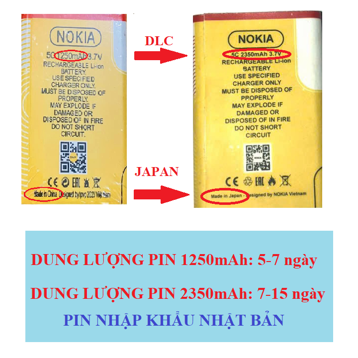 PIN NOKIA DUNG LƯỢNG CAO 2350mAh- TĂNG THỜI GIAN SỬ DỤNG VỚI PIN CHUẨN ...