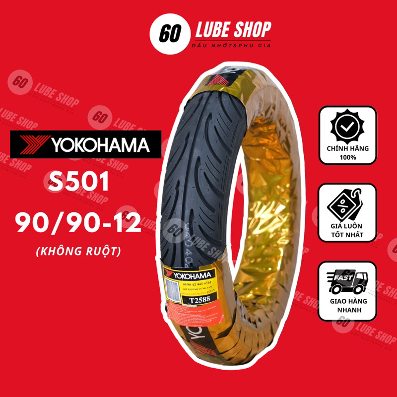 Vỏ lốp xe máy YOKOHAMA 90/90-12 TL S501 Lốp xe LEAD, SCR, Attila, Nozza ...