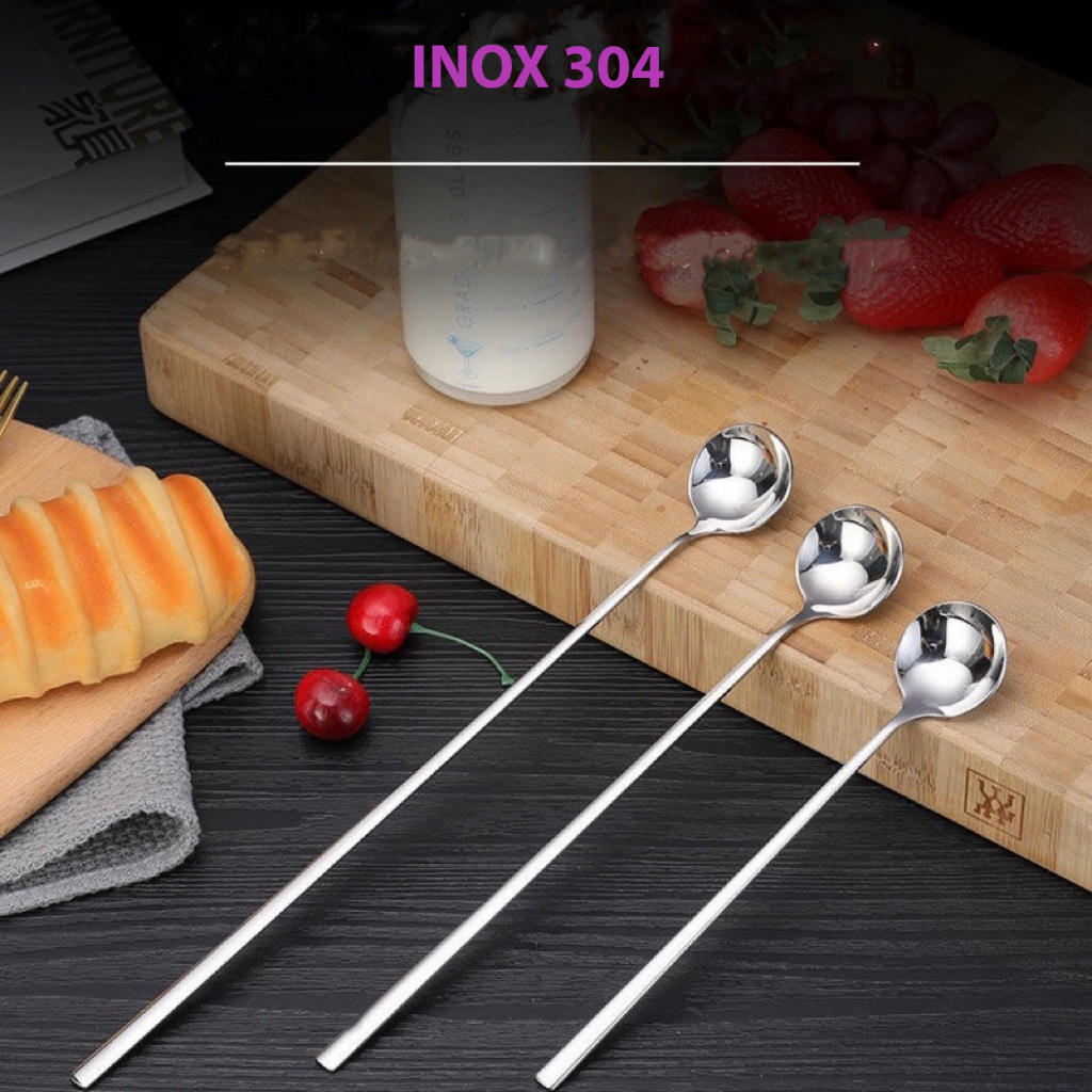 Muỗng Thìa Inox 304 Cán Dài - Uống Cà Phê, Sinh Tố, Cocktail.. Hàng Dày ...