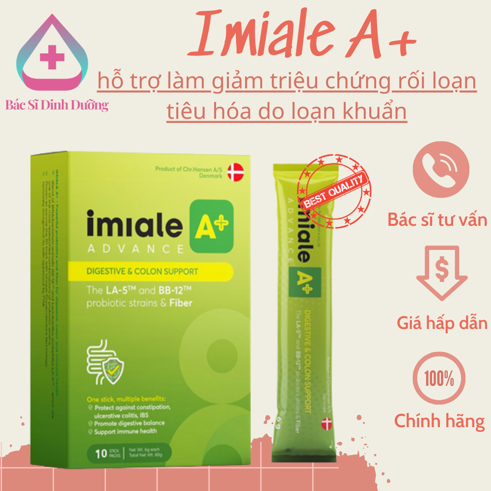 [Chính Hãng] Lợi khuẩn sống, gắn đích IMIALE A+ Đan Mạch, hộp 10 gói hỗ ...