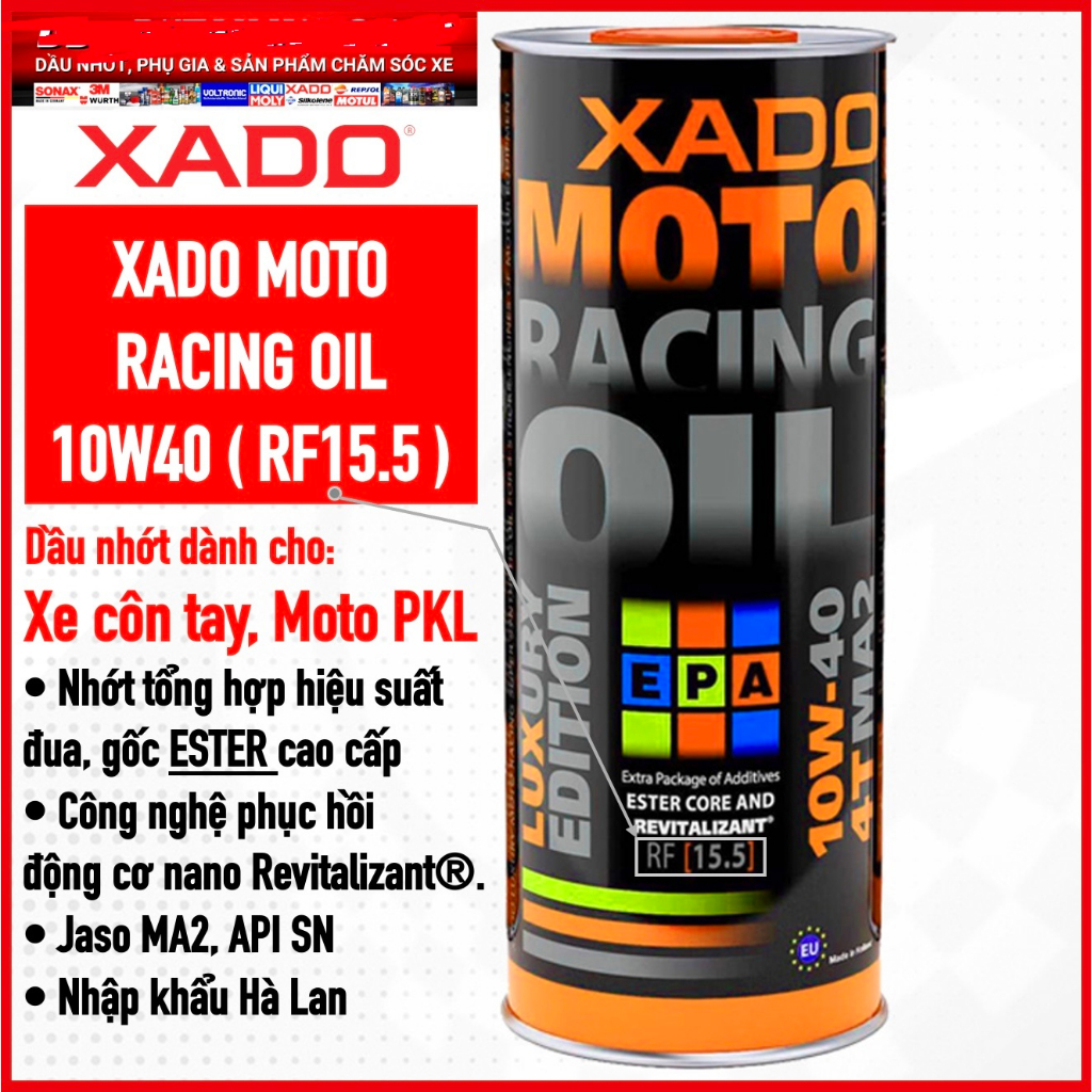 Nhớt xe Xado Racing 10w40 " full tổng hợp " kèm lọc nhớt chính hãng ...