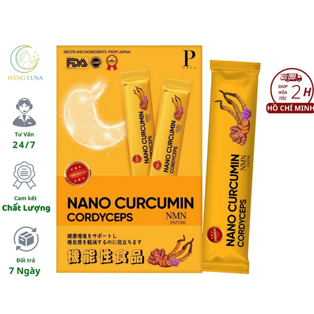 Thạch nghệ Nano Curcumin Cordyceps NMN Enzyme Hộp 7 gói, Thạch nghệ NMN đông trùng hạ thảo, hỗ ...