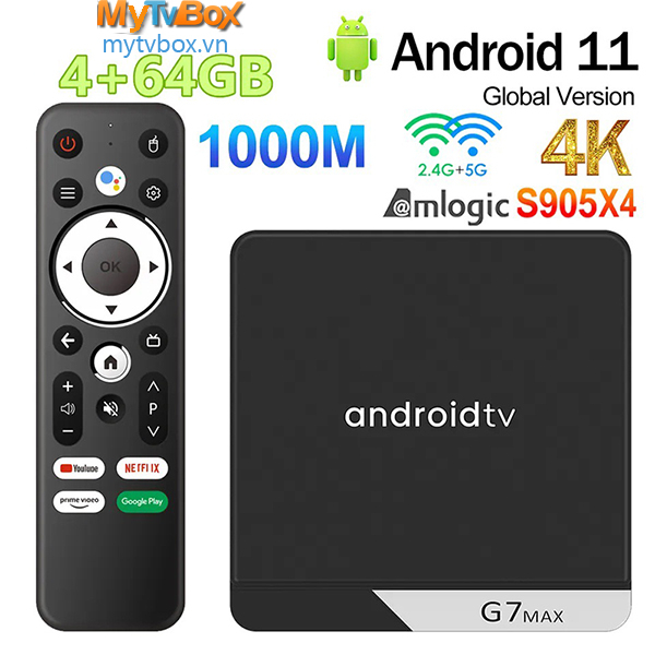 TV Box G7 Max Android TV 11 RAM 4G + 64G LAN 1000M Điều Khiển Bằng Giọng Nói | Shopee Việt Nam