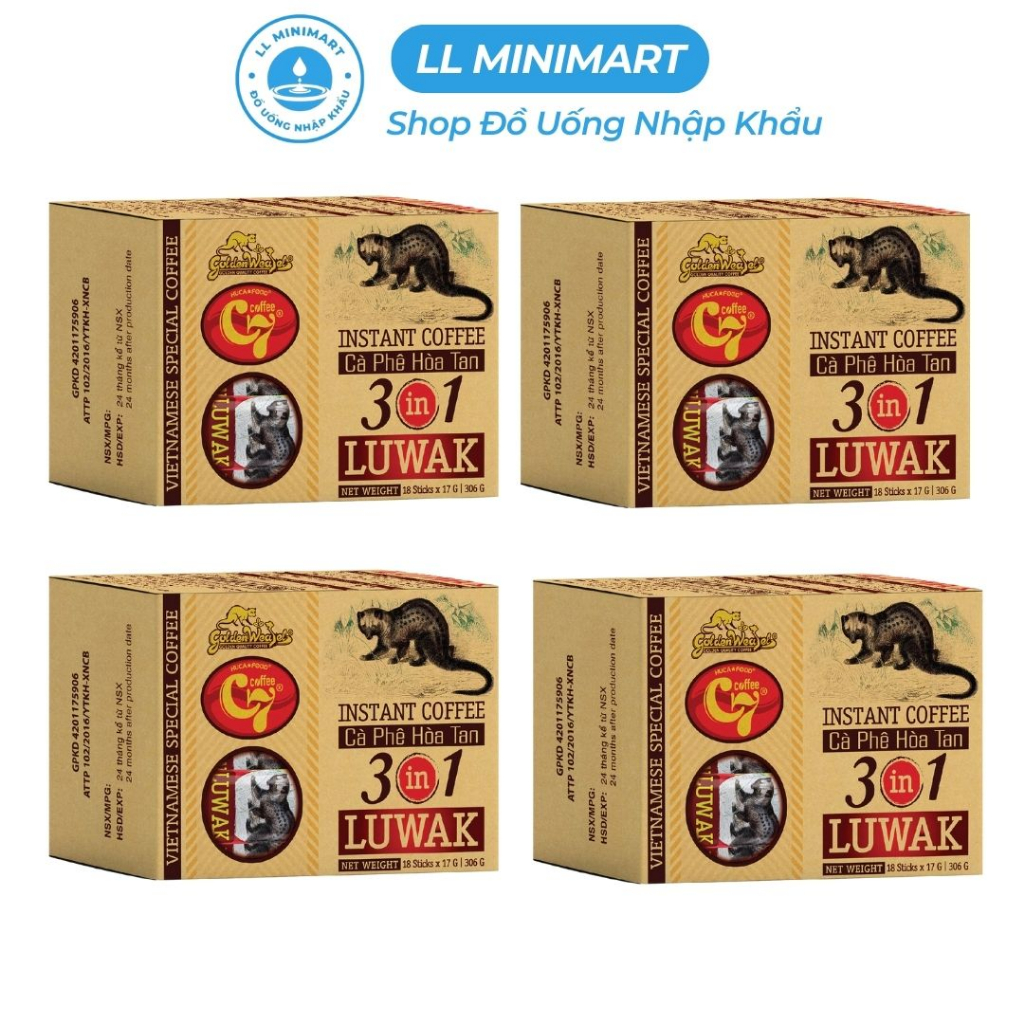 Combo 4 Hộp Cà Phê Hòa Tan Con Chồn Vàng C7 Hucafood 3in1 Luwak Hộp 306g Shopee Việt Nam