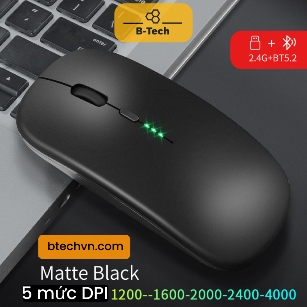 Chuột không dây bluetooth wireless mouse pin sạc W110, chuột cho ...