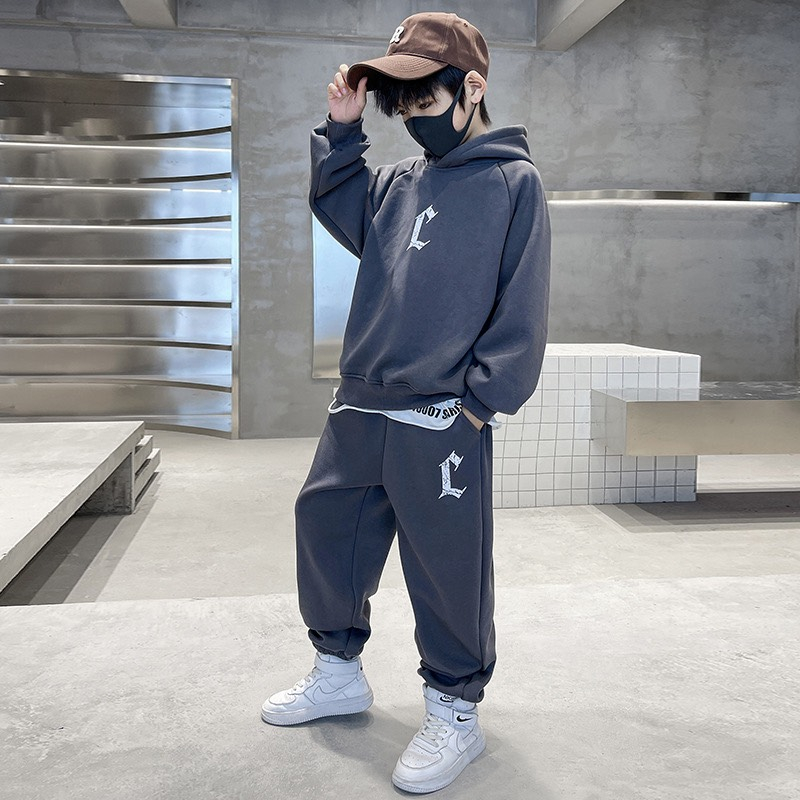 Bộ quần áo hoodie thu đông bé trai 18-52kg từ 4-14 tuổi mẫu L. Đồ bộ bé trai, set đồ bé trai ...