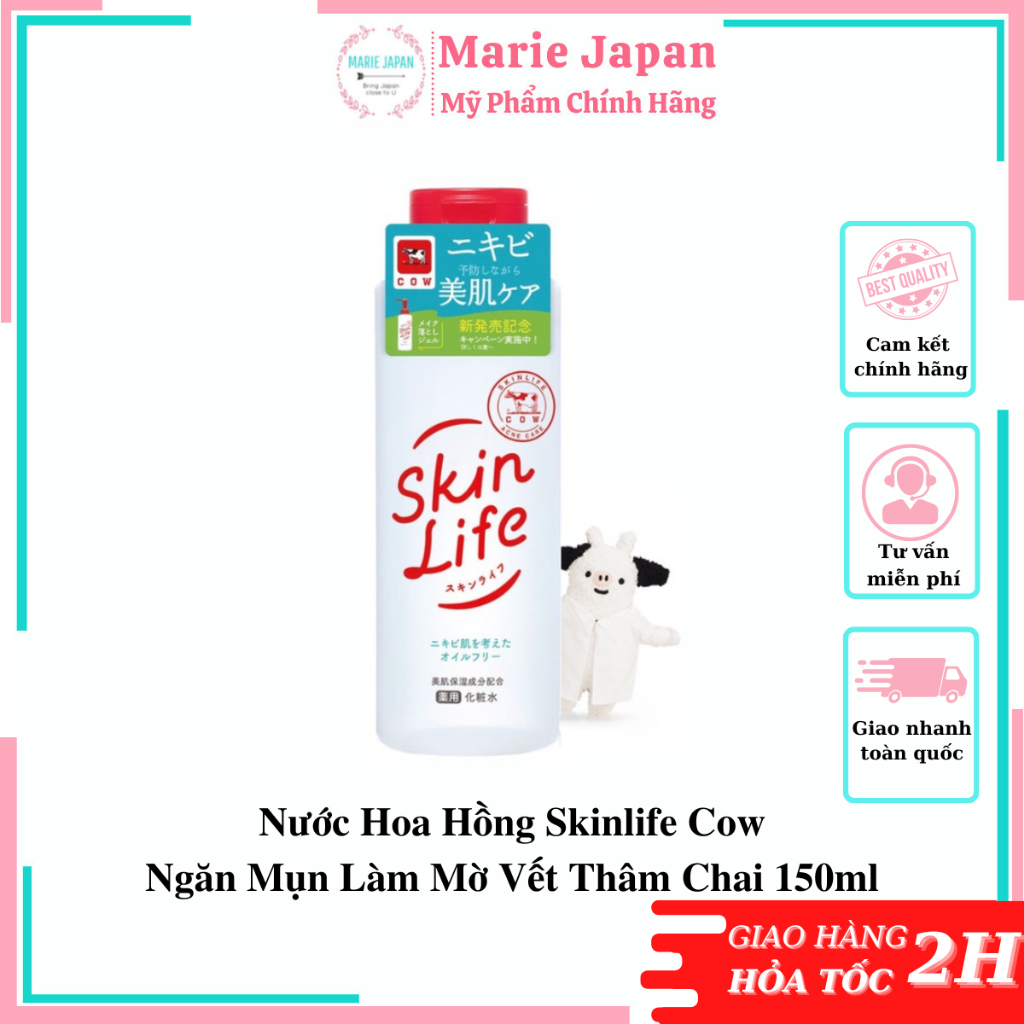 Nước Hoa Hồng Skinlife Cow Ngăn Mụn Làm Mờ Vết Thâm Chai 150ml | Shopee ...