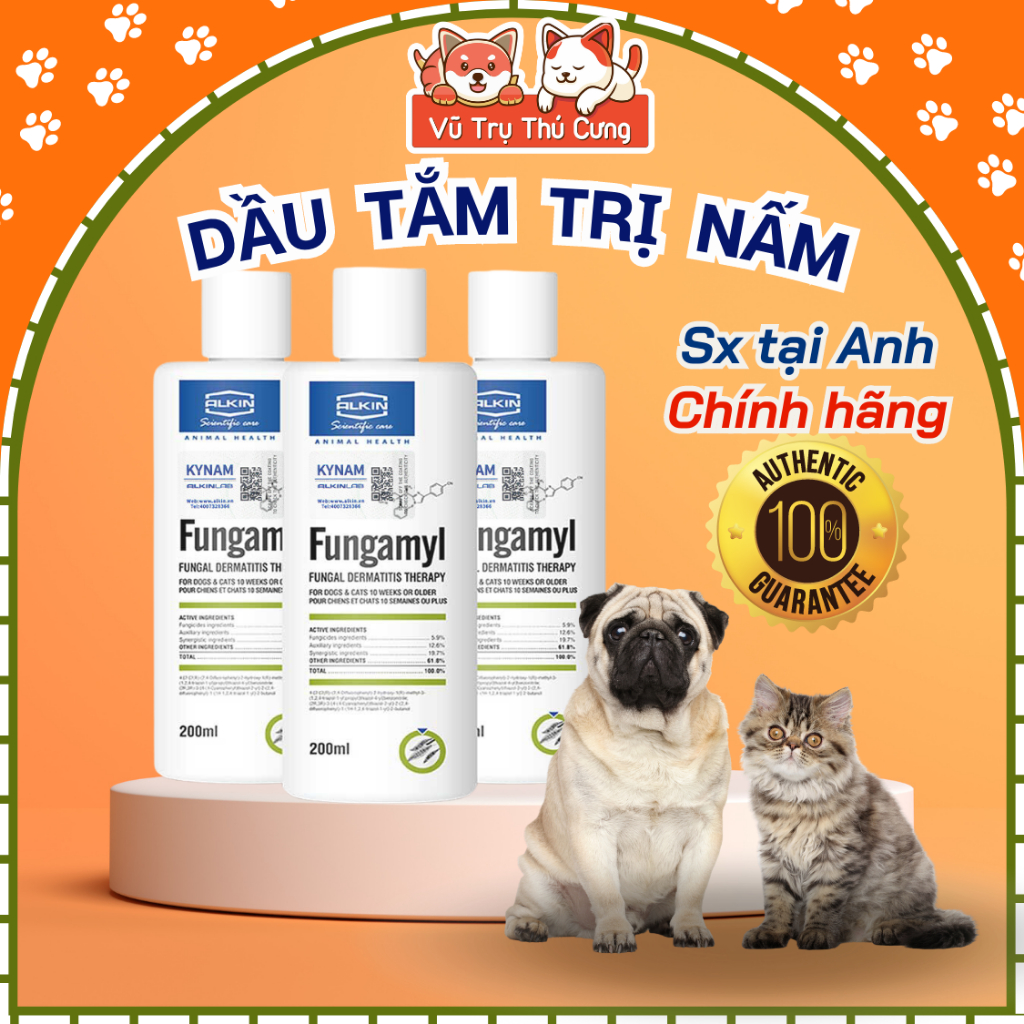 Sữa tắm ngừa Nấm cho Chó Mèo Alkin Fungamyl 200ml | Shopee Việt Nam