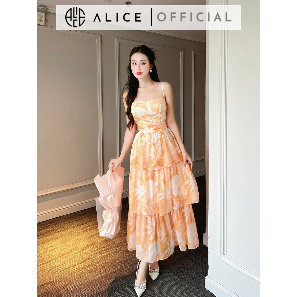 Váy Tiểu Thư 2 Dây Cúp Ngực 3 Tầng Lót Lụa ALICE Thiết Kế Chiết Eo Giúp ...