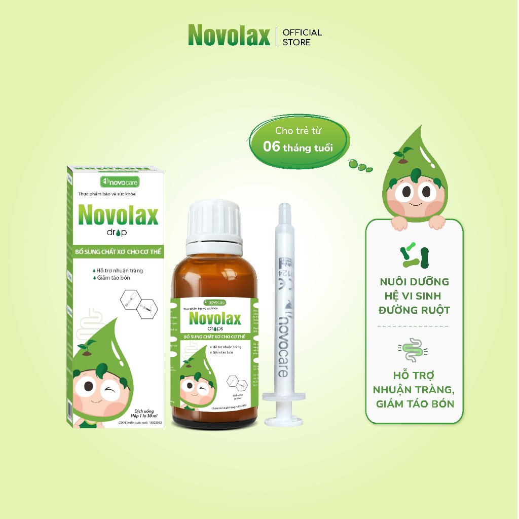 Chất xơ hòa tan Novocare Novolax Drops - Giảm táo bón chuyên biệt cho ...