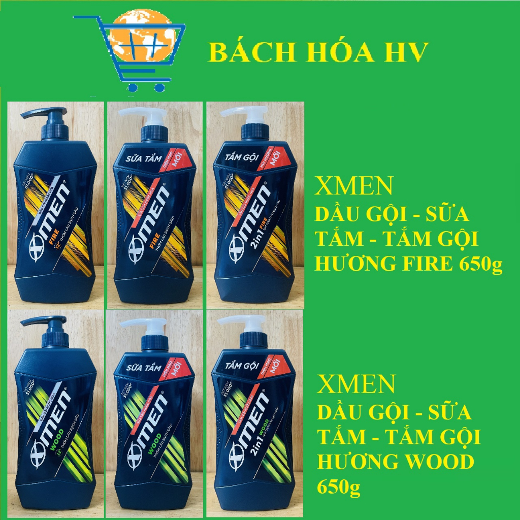 Xmen Dầu gội/Sữa tắm/Tắm gội 650g (FIRE/WOOD) - BACH HOA HV | Shopee Việt Nam