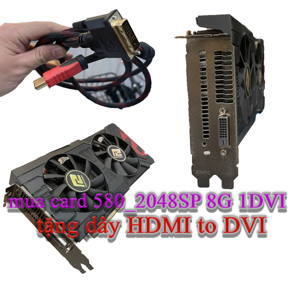 (Xả Kho) CARD MÀN HÌNH PCL RX 588 tặng kèm dây màn hình DVI to HDMI | Shopee Việt Nam