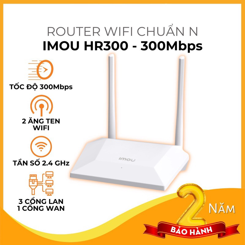 Router wifi Imou HR300 chuẩn N 300Mbps - Hỗ trợ 1 cổng WAN, 3 cổng LAN ...