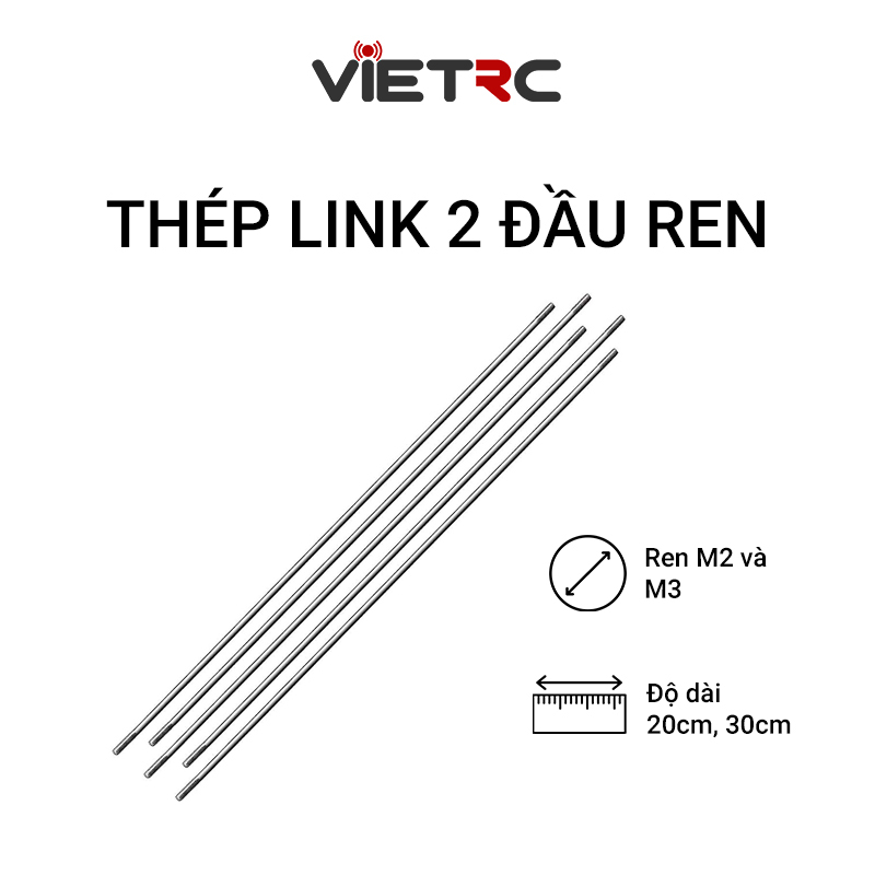 Thép link 2 đầu ren M2, M3 dài 20cm, 30cm ráp tàu, xe, máy bay điều ...