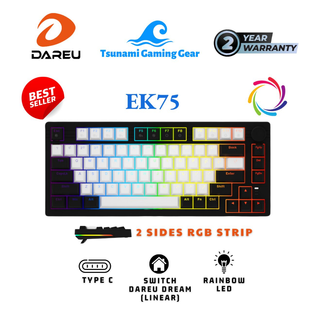 Bàn phím cơ DAREU EK75/ DAREU EK75 PBT (2 sides RGB strip/ Rainbow Led/ USB Type C) | Shopee ...