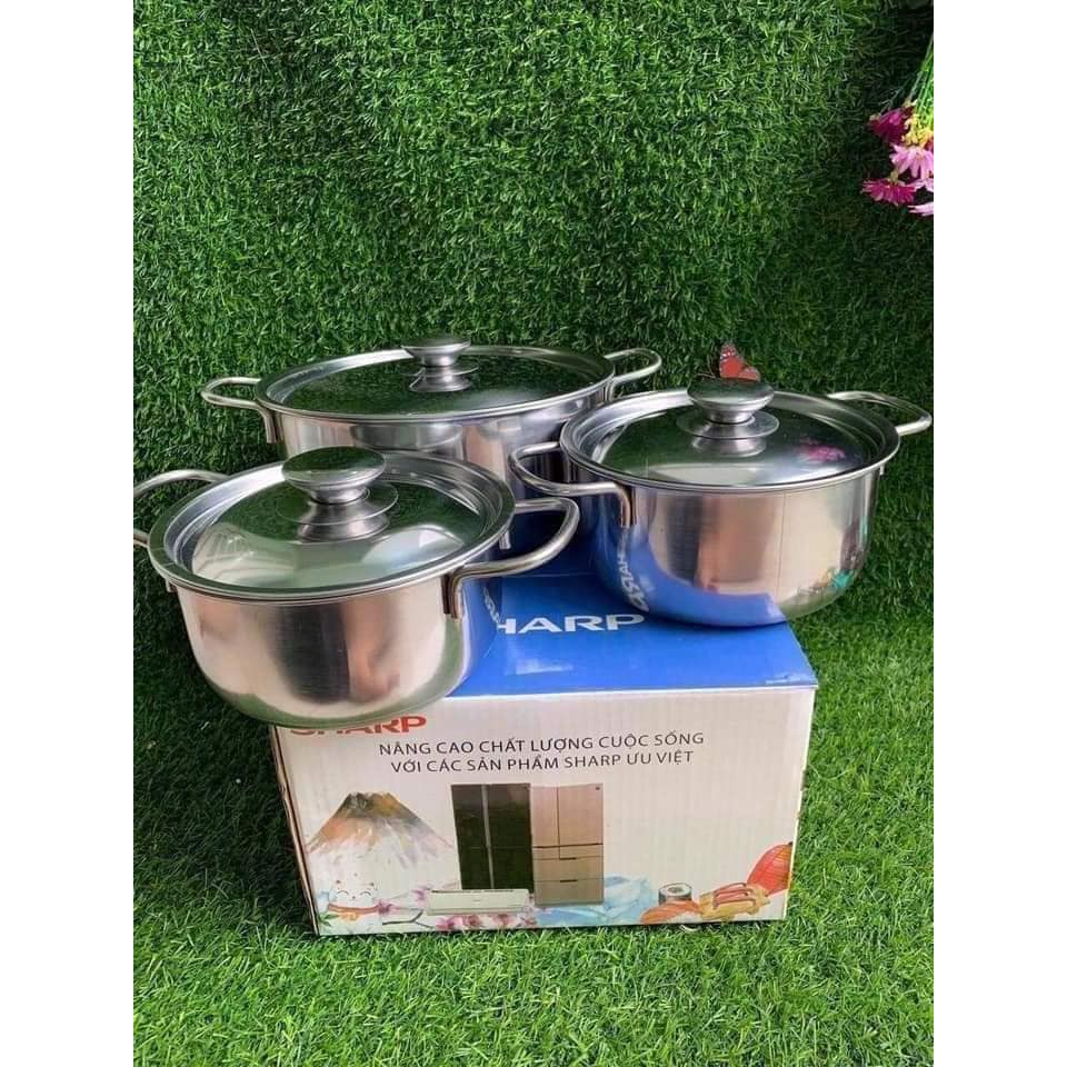 BỘ 3 NỐI SHARP CHẤT LIÊU INOX 304 16 18 24 CM | Shopee Việt Nam