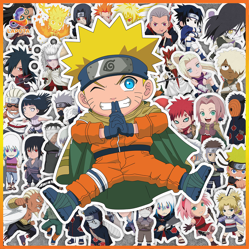 Set 50 cái Sticker Naruto Chibi chống nước, Hình Dán Naruto, Sasuke ...
