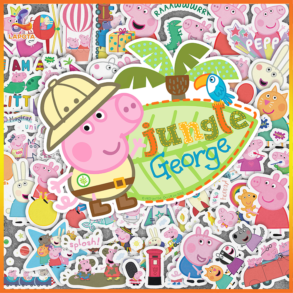 Set 50 cái Sticker Peppa Pig chống nước, Hình Dán Heo Peppa, Decal heo ...