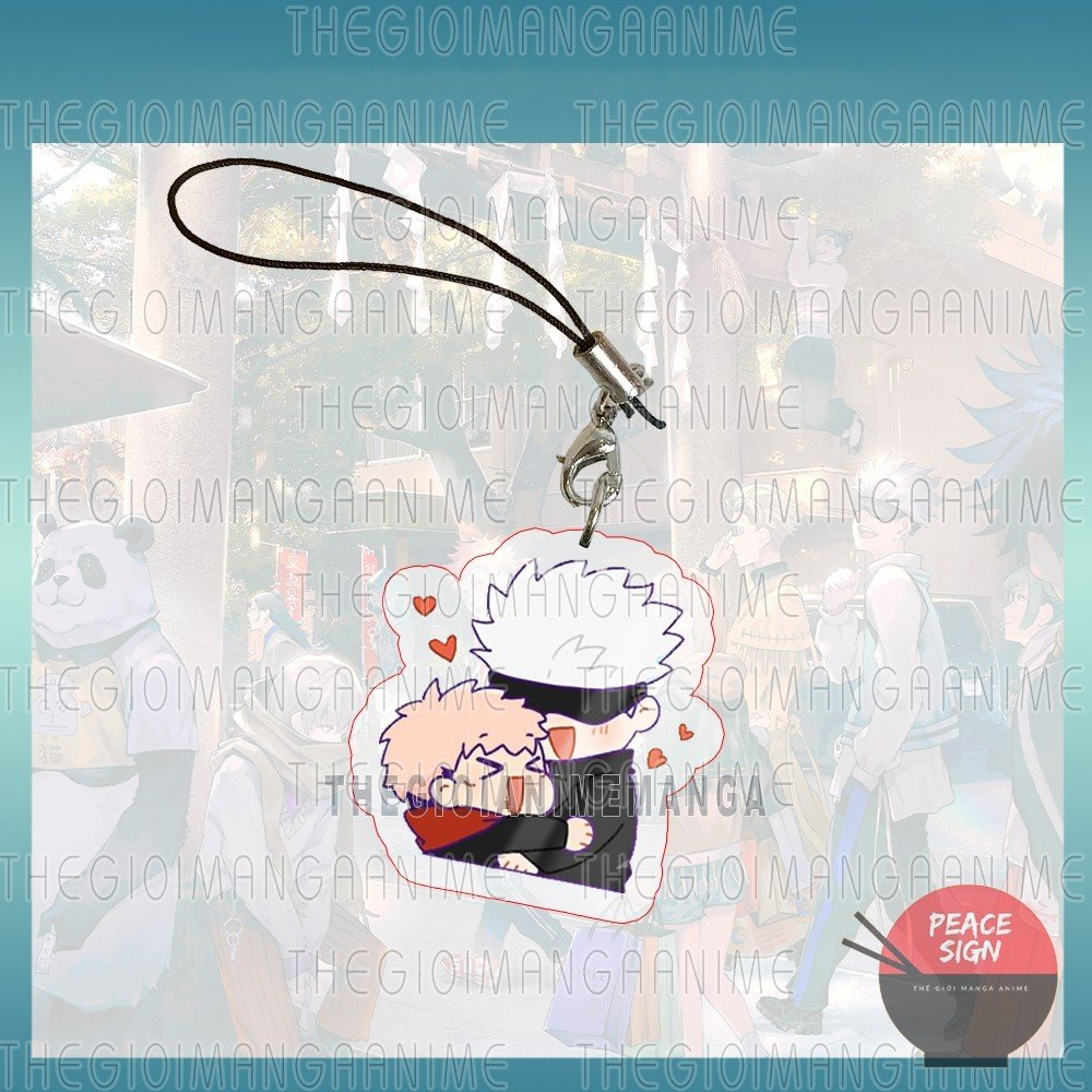 (GOJO X YUJI ) Móc dây treo điện thoại JUJUTSU KAISEN anime chibi mica ...