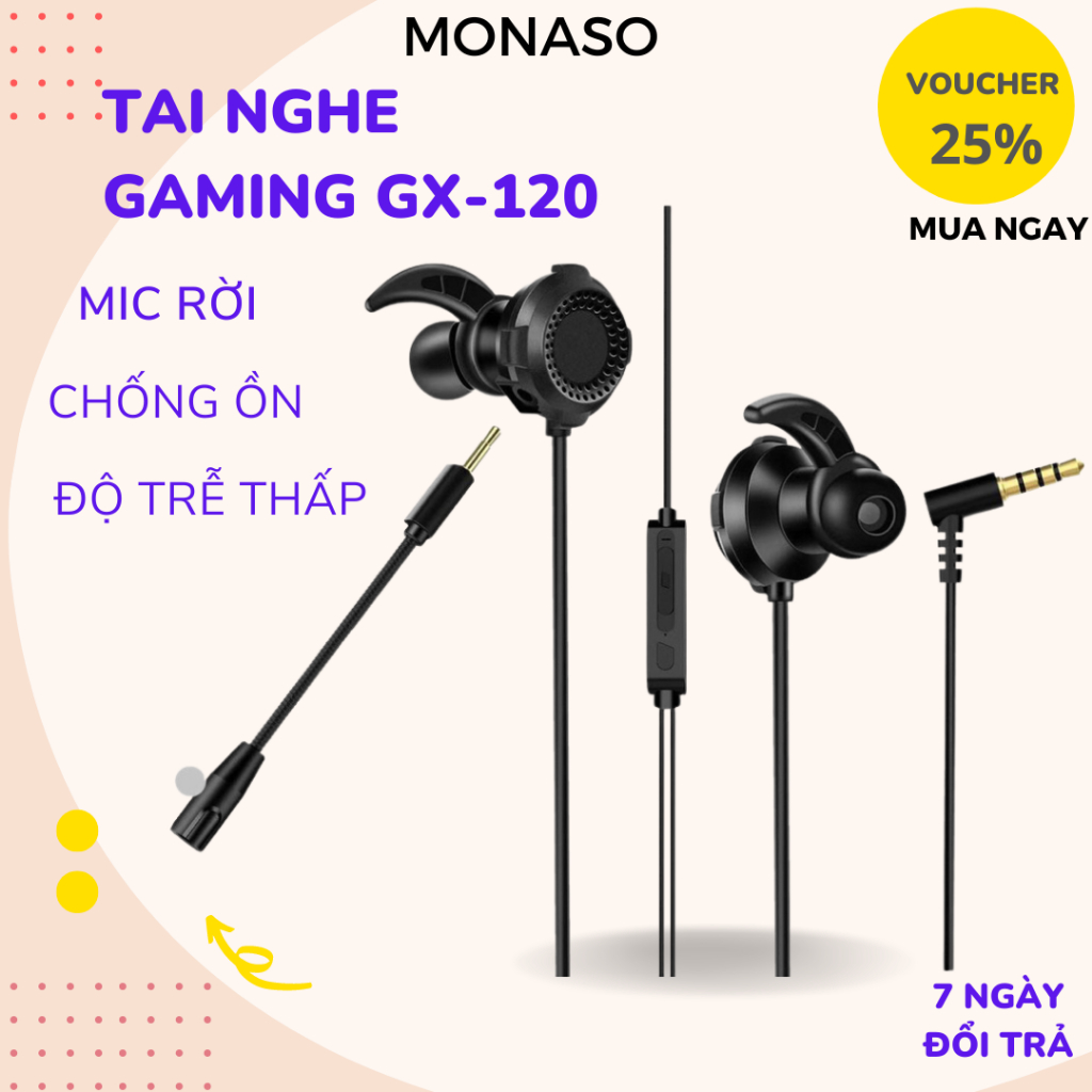 Tai Nghe Gaming Có Mic Rời XG120 Nhét Tai có dây Chơi Game chống ồnThích Hợp Cho Điện Thoại Máy ...