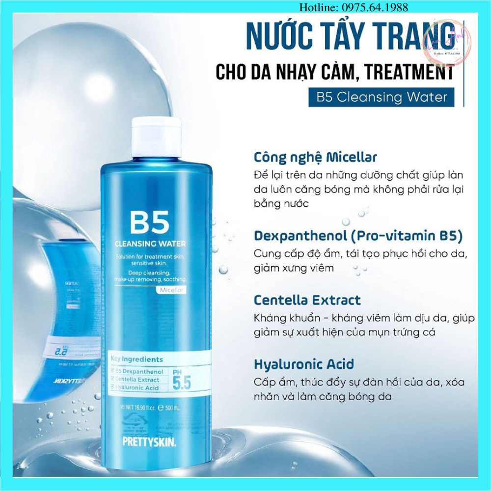 Nước Tẩy Trang Phục Hồi Cho Da Nhạy Cảm Pretty Skin B5 Cleansing Water ...