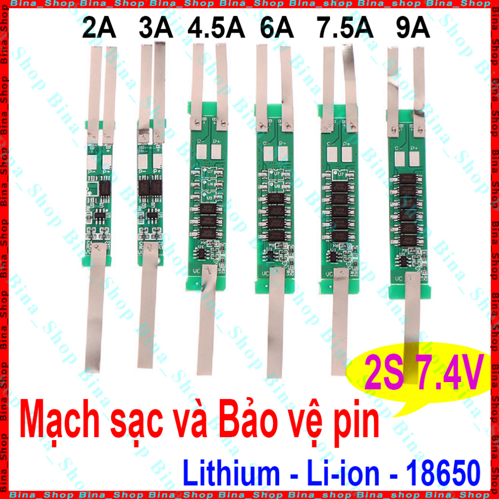 Mạch Sạc Bảo Vệ Pin 2S 7.4V 2A/3A/6A/9A dùng cho pin Lithium 18650 ...