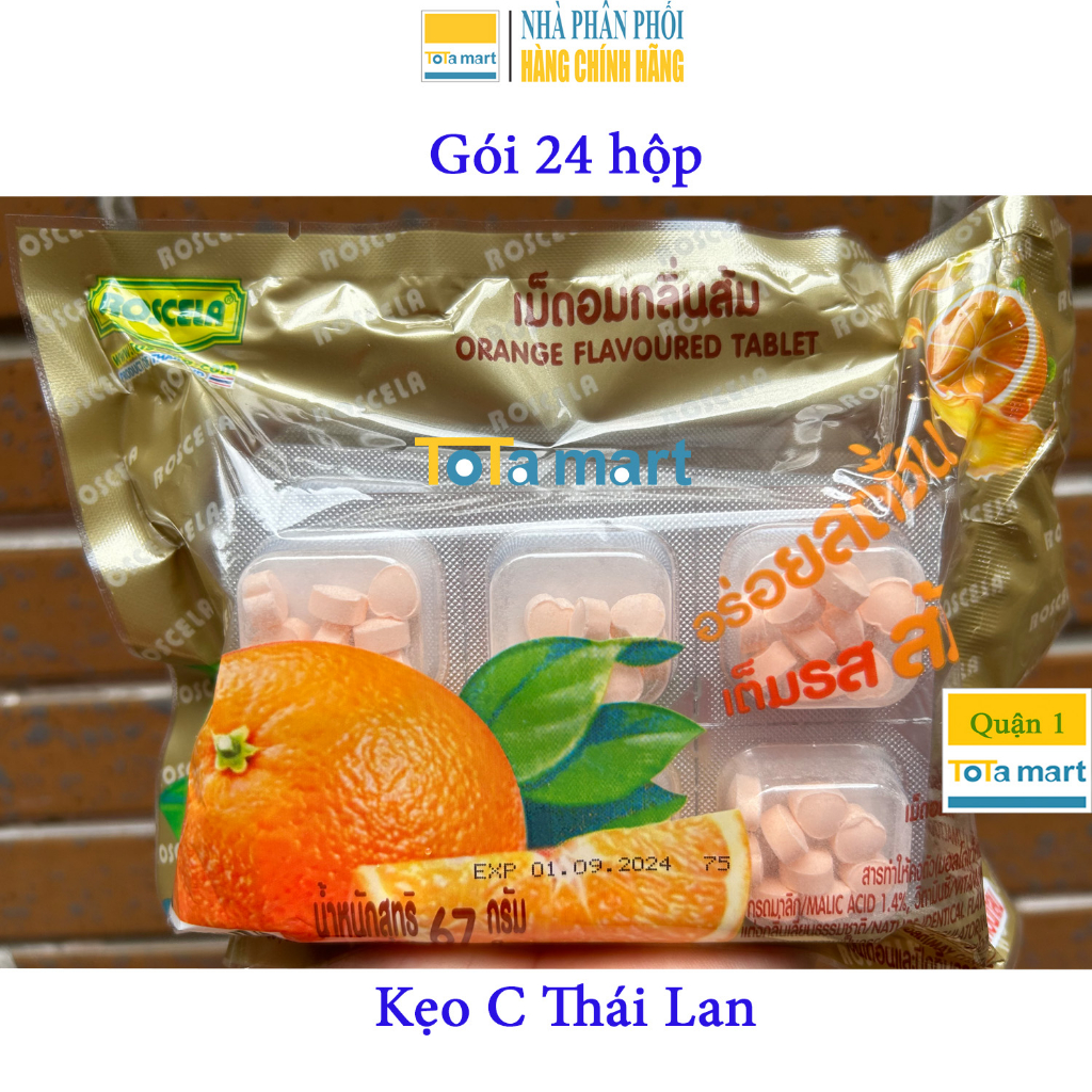 (hsd 11/2024) (Lốc 24 hộp) Kẹo C Thái Lan ROSCELA hương cam gói 67g | Shopee Việt Nam