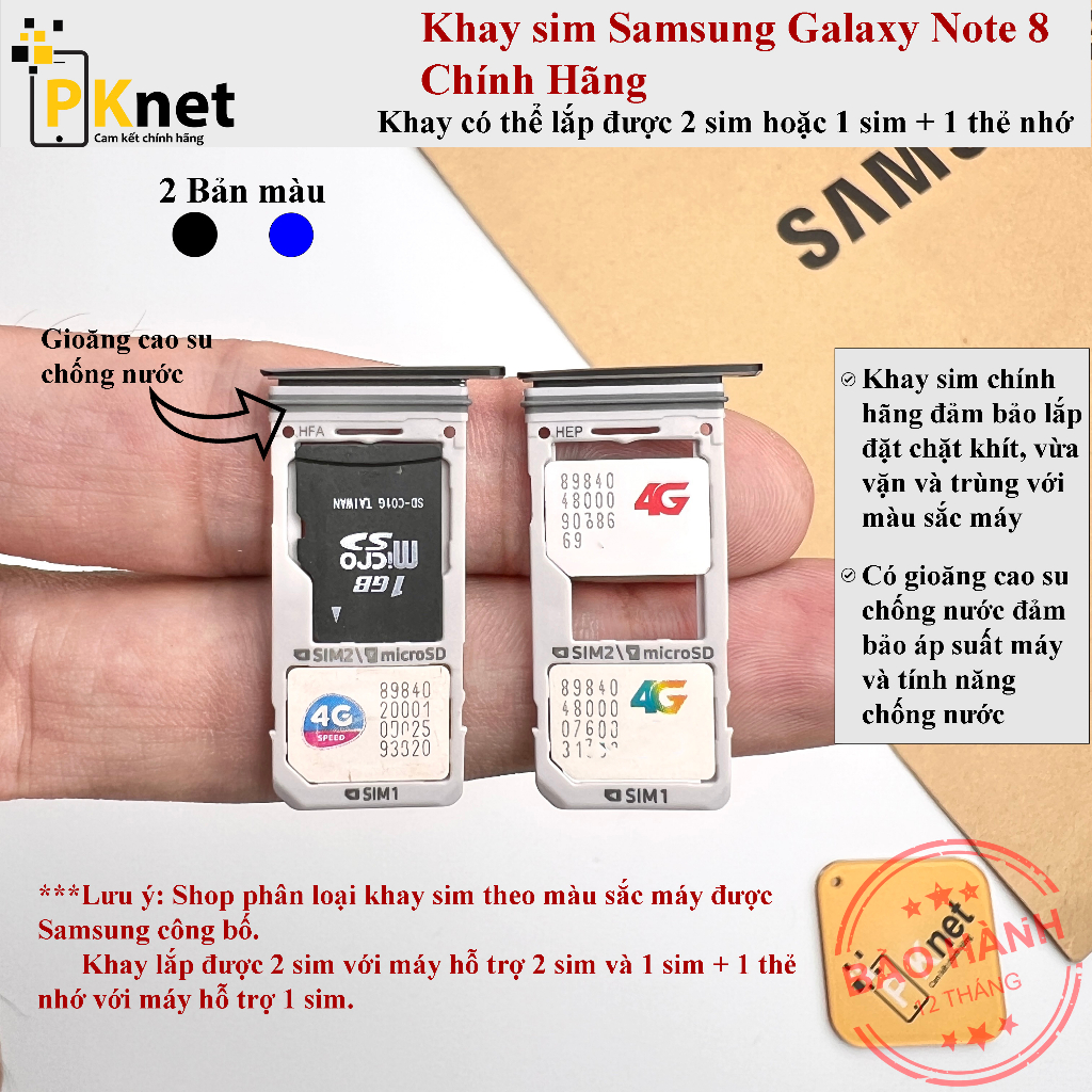 Khay sim Samsung Note 8 Chính Hãng, dùng được cho cả máy hỗ trợ 2 sim ...