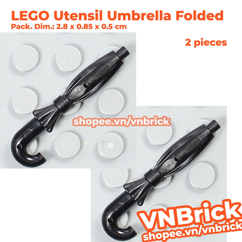 Lot 2x New Genuine LEGO Black Minifigure, Utensil Umbrella Folded ID ...