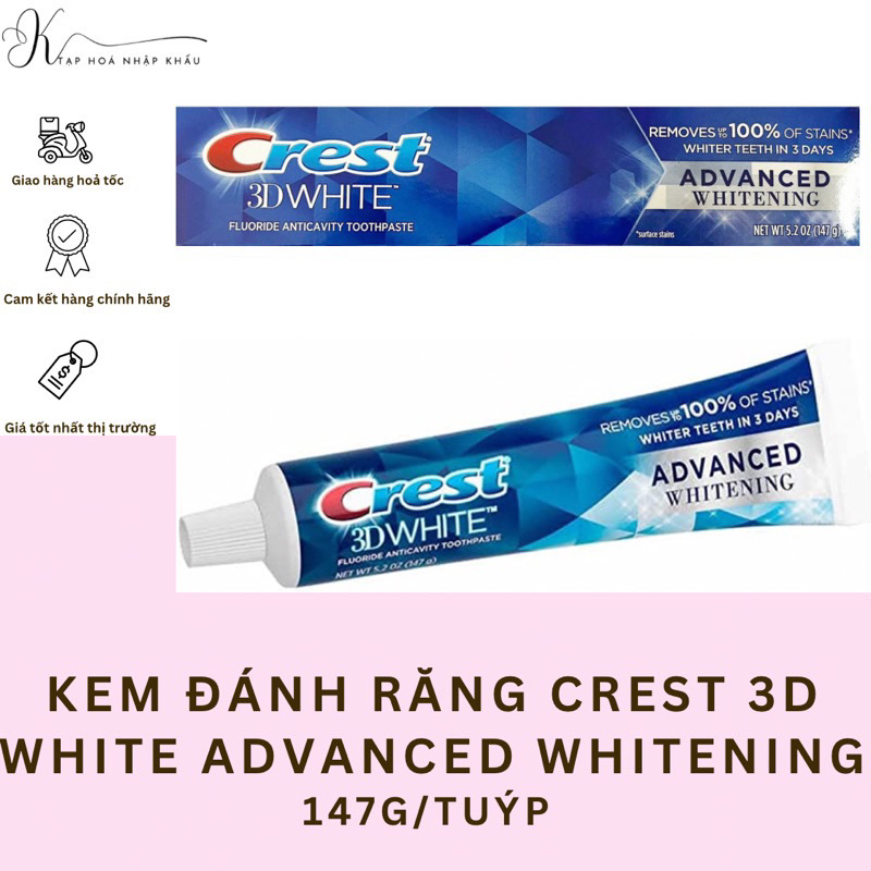 Kem đánh răng CREST 3D WHITE ADVANCED 147g | Shopee Việt Nam