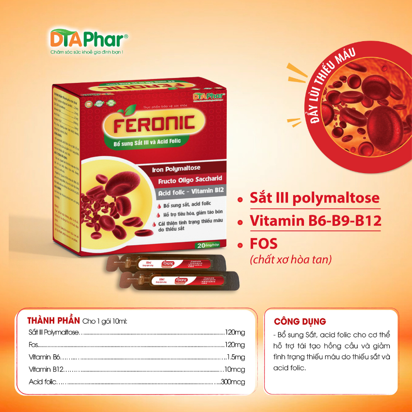 Siro bổ sung sắt và acid folic FERONIC (hộp 20 ống) | Shopee Việt Nam