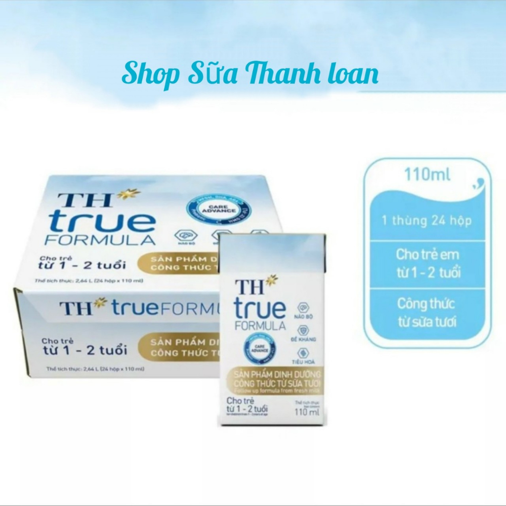 [HSD T9-2024] Thùng 24 Hộp Sản Phẩm Dinh Dưỡng Công Thức Sữa Tươi TH True Formula 110ml ...