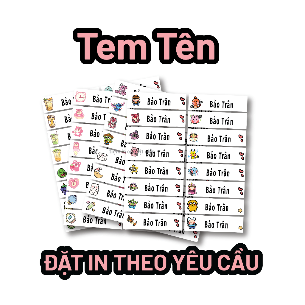 Set150 tem dán tên sticker logo tên bé theo yêu cầu ngẫu nhiên nhiều ...