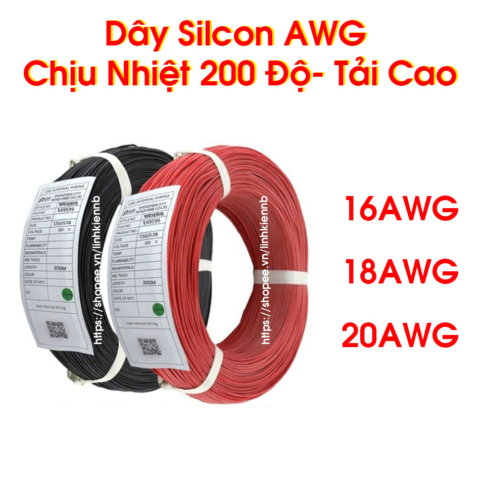 Dây Điện AWG Silicon Chịu Nhiệt 200 Độ Chịu Tải Cao Mềm 16AWG 18AWG 20AWG | Shopee Việt Nam