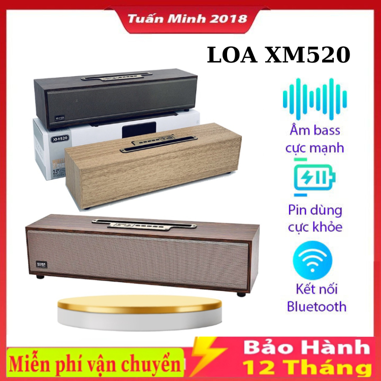 Loa bluetooth XM520 / XM5 vỏ gỗ, thiết kế sang trọng, bass mạnh mẽ ...