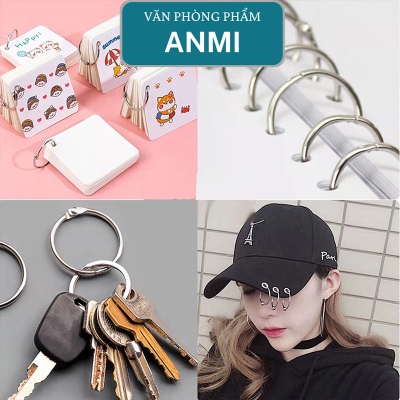 Khoen, khuyên tròn inox ANMI Flashcard đóng gáy sách, album, nhật kí ...