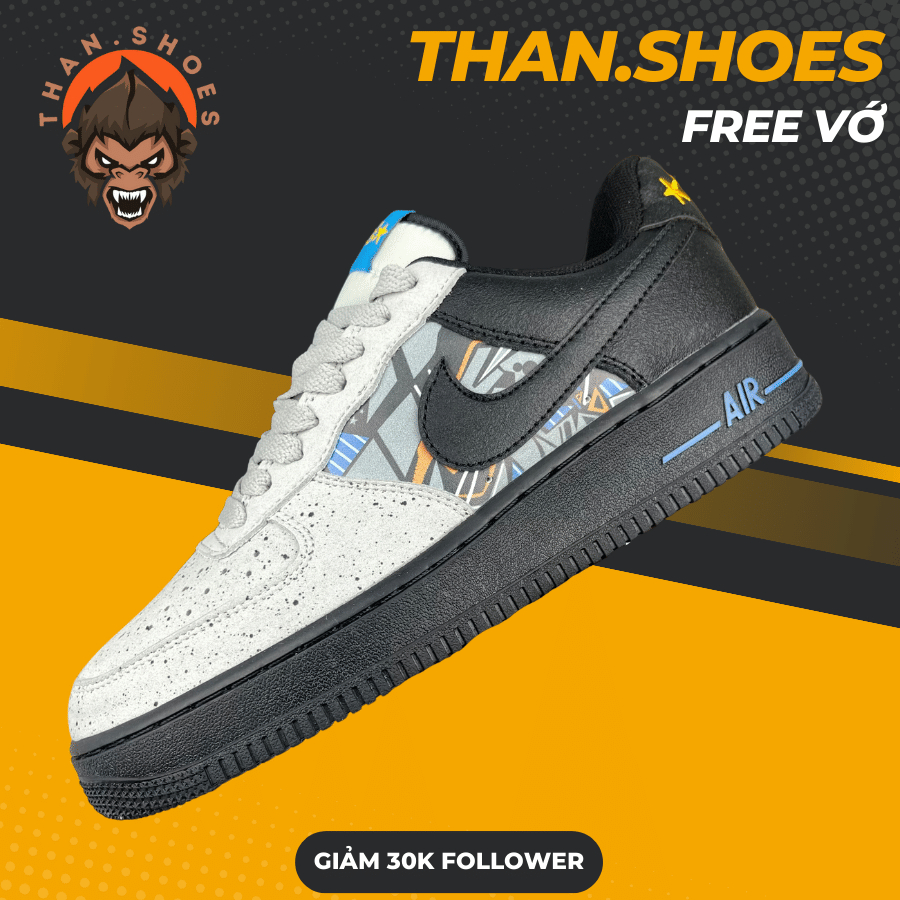 Giày AF1 Low LV8 GS Graffiti Graphics, AF1 Xám Gót Đen - Than.Shoes ...