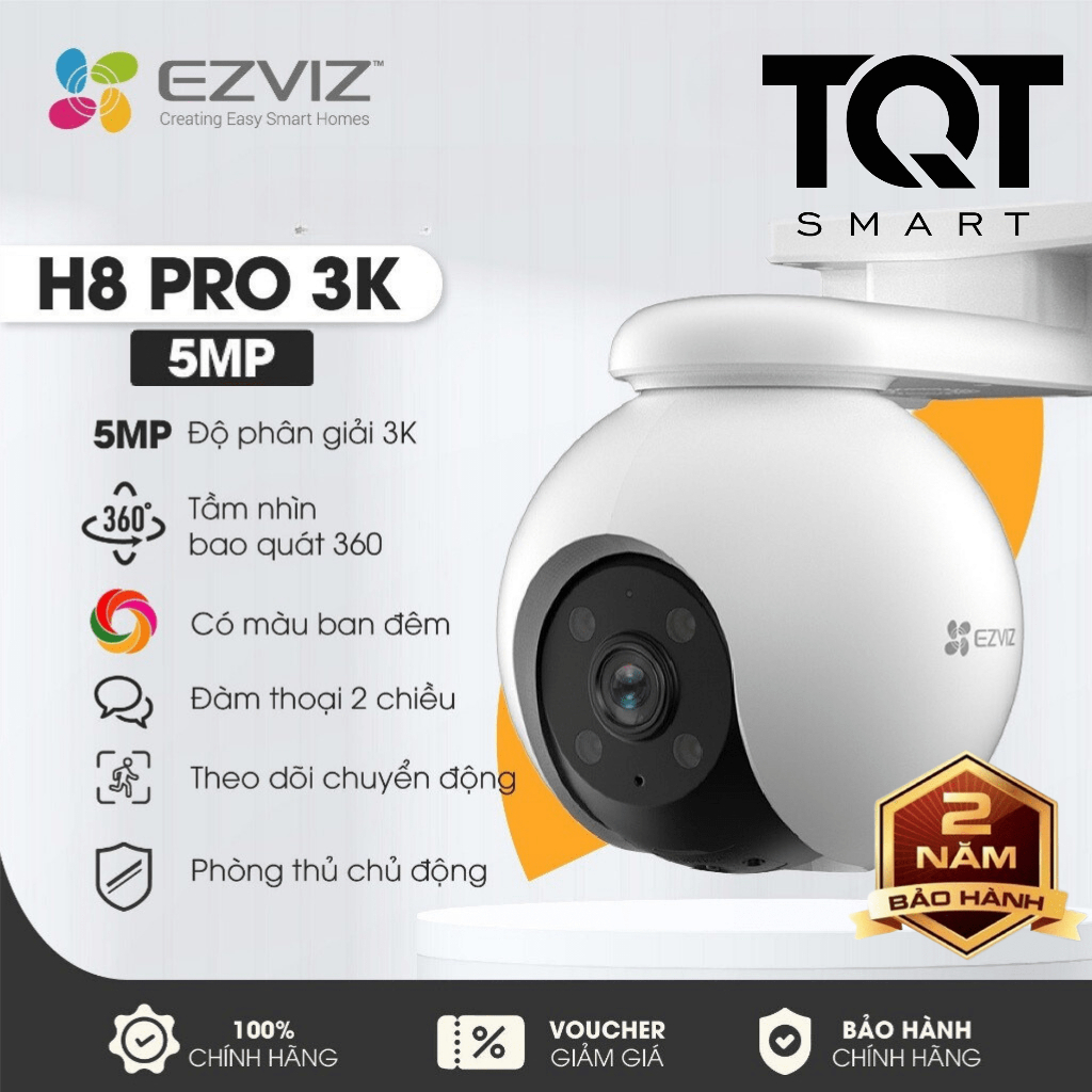 Camera WiFi Ezviz H8 PRO 3K 5MP | H80x 4K Siêu Nét - Đàm thoại 2 Chiều - Xoay 360 Độ - Báo Động ...