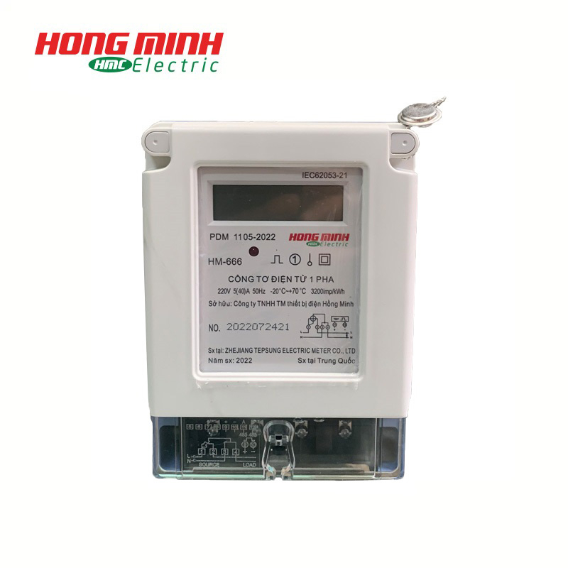 CÔNG TƠ ĐIỆN TỬ 1PHA LCD HM666-5(40)A HỒNG MINH | Shopee Việt Nam
