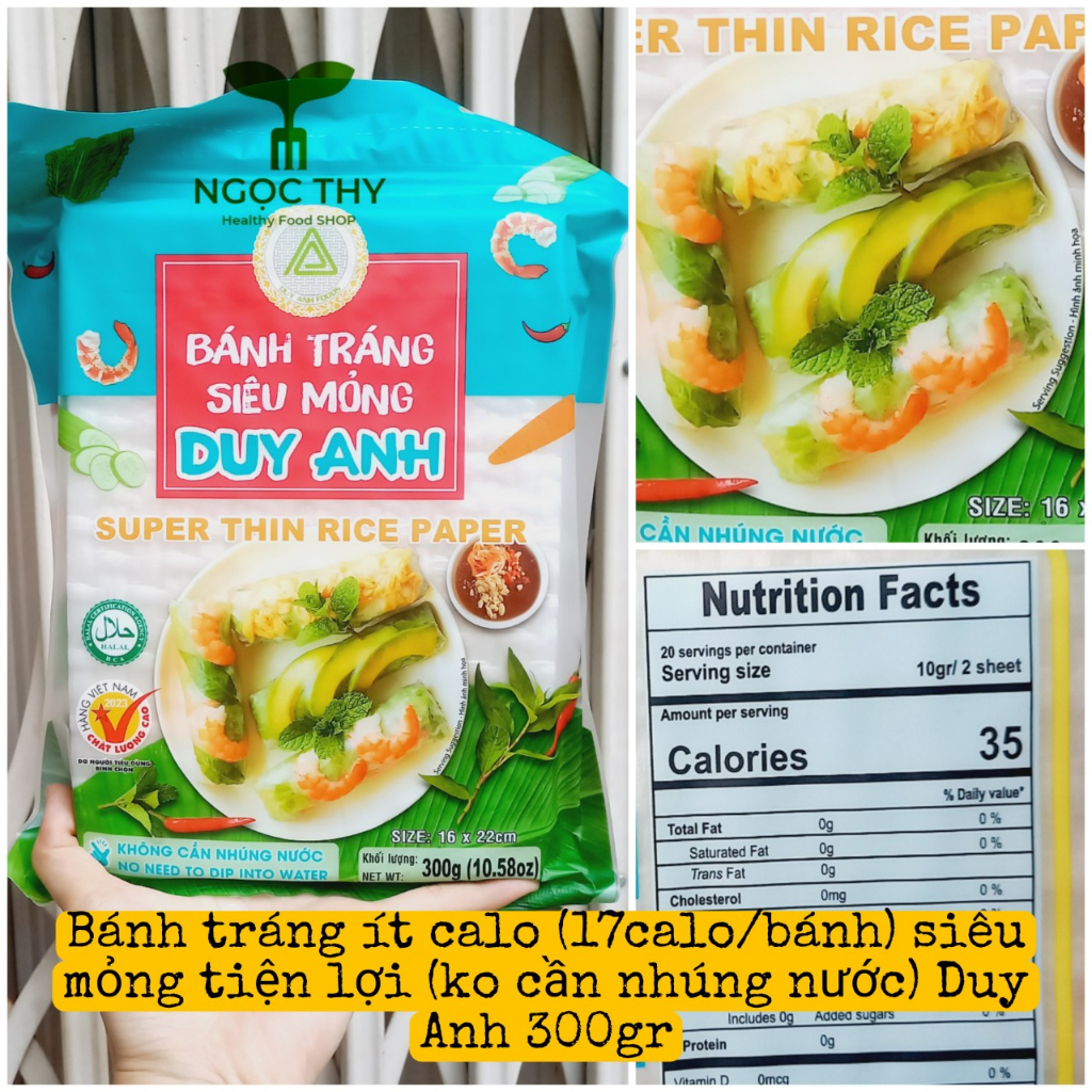 Bánh tráng siêu mỏng ít calo (17calo/bánh) tiện lợi không cần nhúng nước Duy Anh Food 300gr ...
