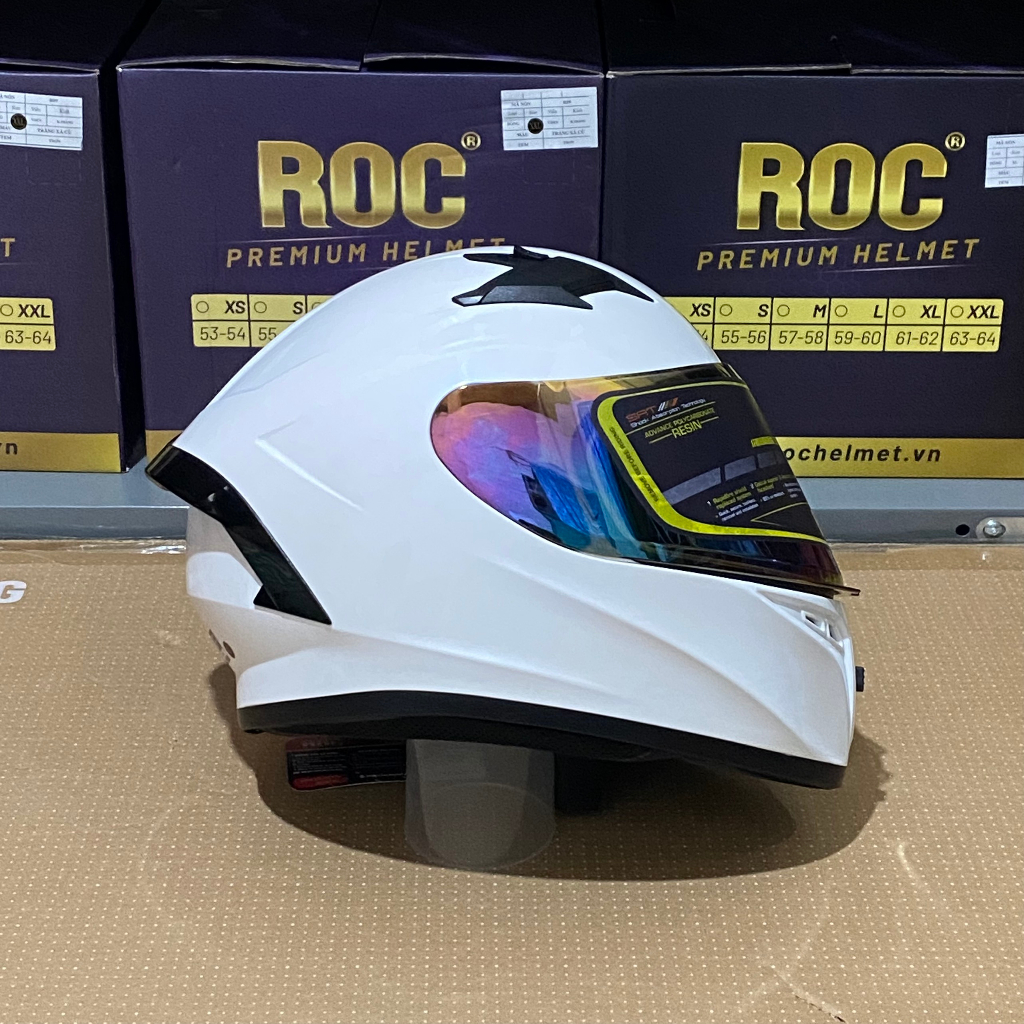 nón bảo hiểm full face chất lượng, mũ bảo hiểm fullface roc 01 trắng ...