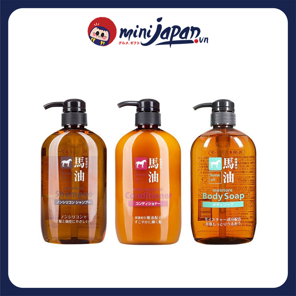 Dầu gội xả sữa tắm mỡ ngựa Horse Oil 600ml của Nhật Bản - Cho mái tóc ...