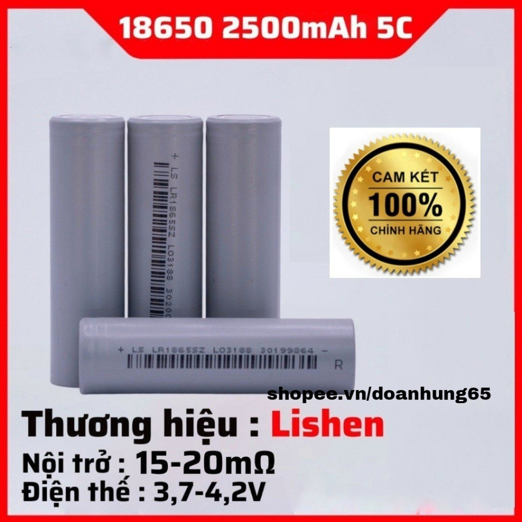 Combo 5 cell pin 18650 Lishen xám 2500mah 5C xả cao (12,5A) - Hàng ...