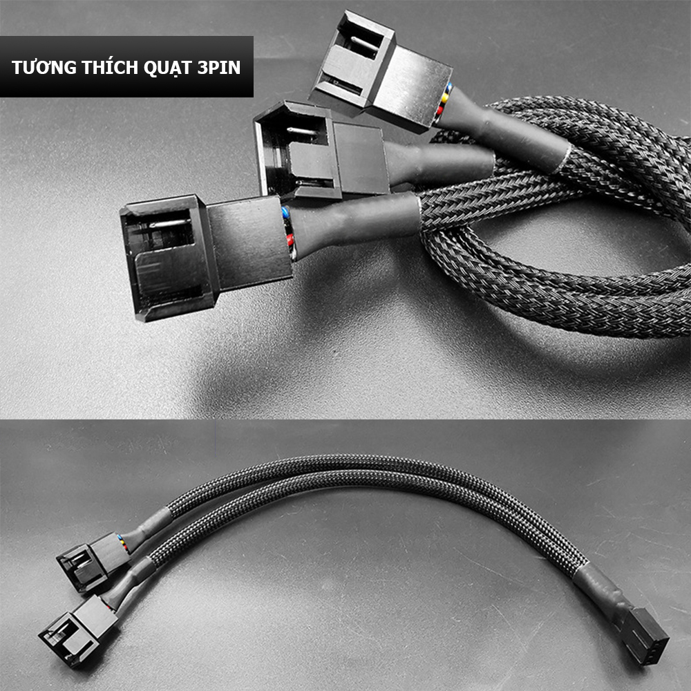 Dây Chia CPU Fan 1-3 (27cm) Mở Rộng Chân Cắm Quạt 4Pin (PWM) Có Hỗ Trợ ...