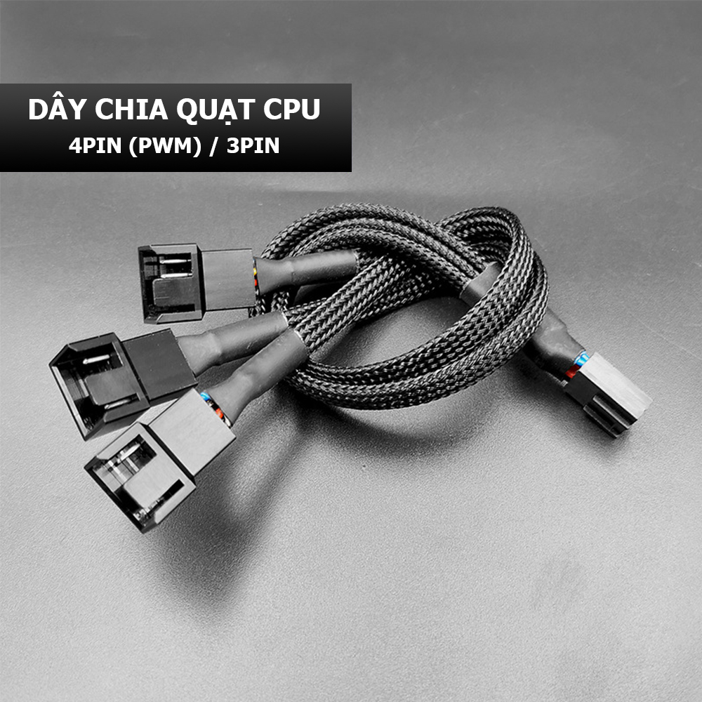 Dây Chia CPU Fan 1-3 (27cm) Mở Rộng Chân Cắm Quạt 4Pin (PWM) Có Hỗ Trợ ...