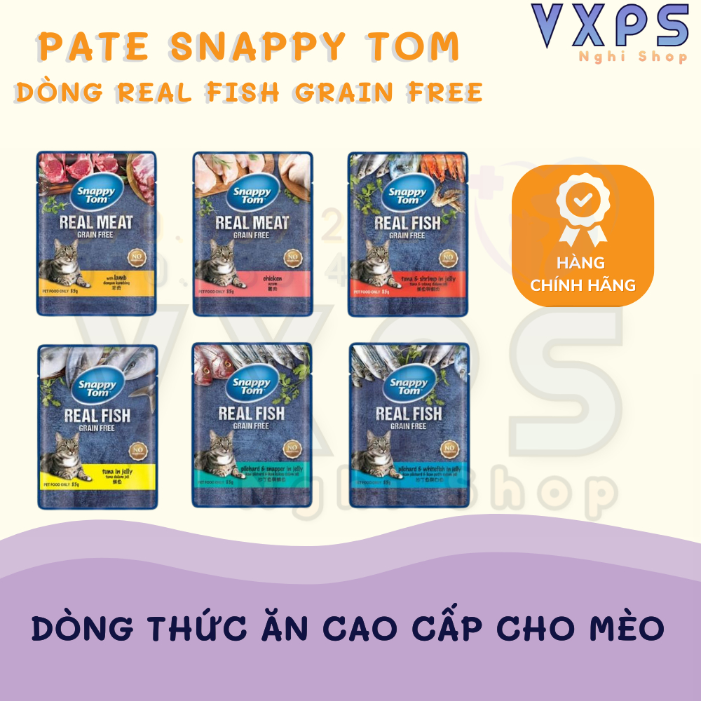Pate cho mèo Snappy Tom Real Fish Grain Free 85g | Shopee Việt Nam